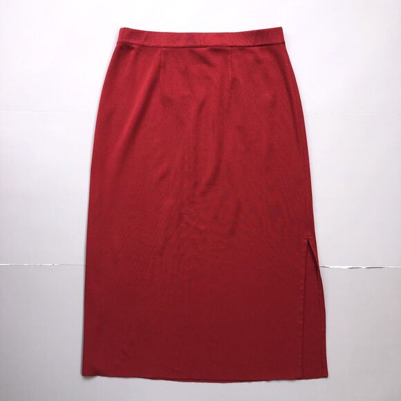 Misook | Skirts | Misook Women Xl Acrylic Pull On Midi Skirt Side Slit ...